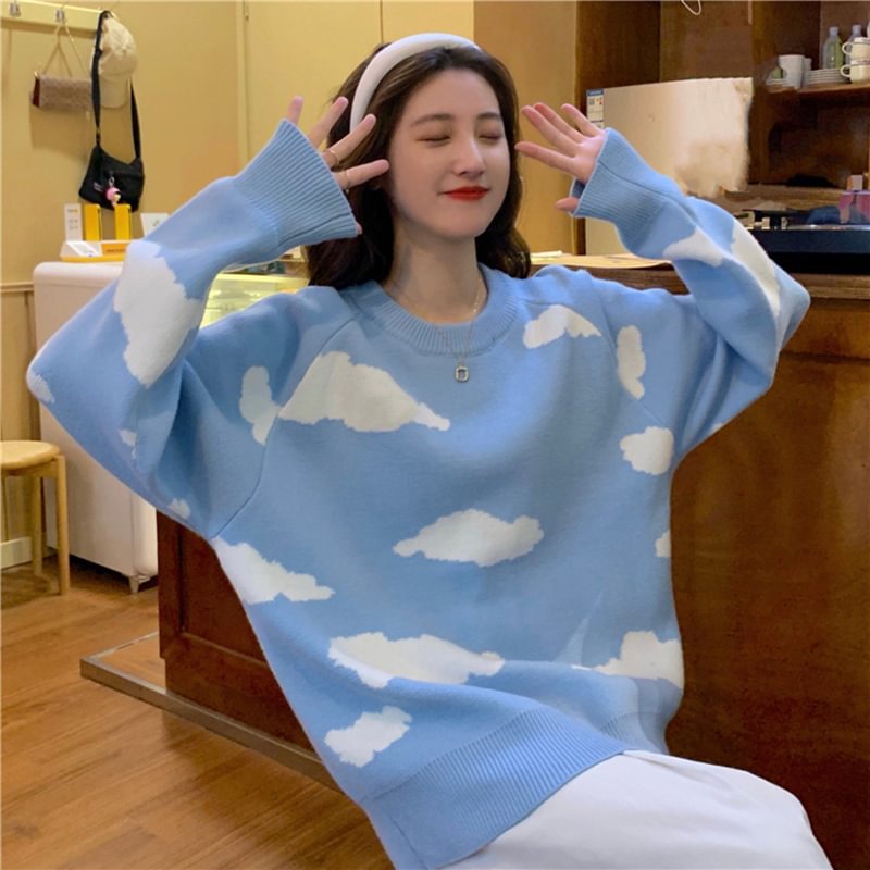 JAPANESE CLOUDS PULLOVER SWEATER
