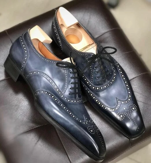 Handcrafted Men's Wingtip Oxford Dress Shoes