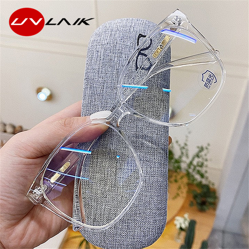 UVLAIK Transparent Optical Glasses Frame Blue Light Blocking Glasses ...
