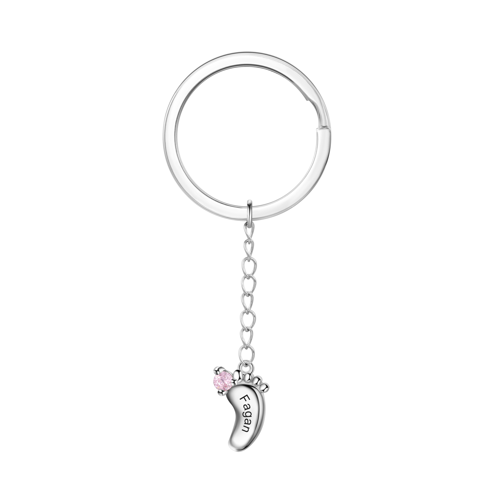 Personalized Baby Feet Keychain With 1 Birthstones Engraved names ...