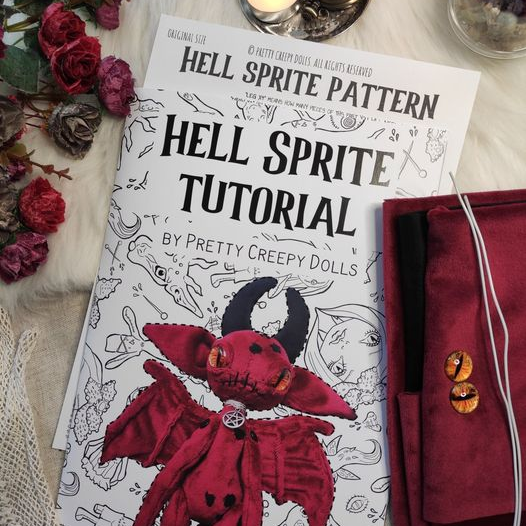 Creepy Hell Sprite Doll Sewing Templates(8PCS)-included instruction booklet