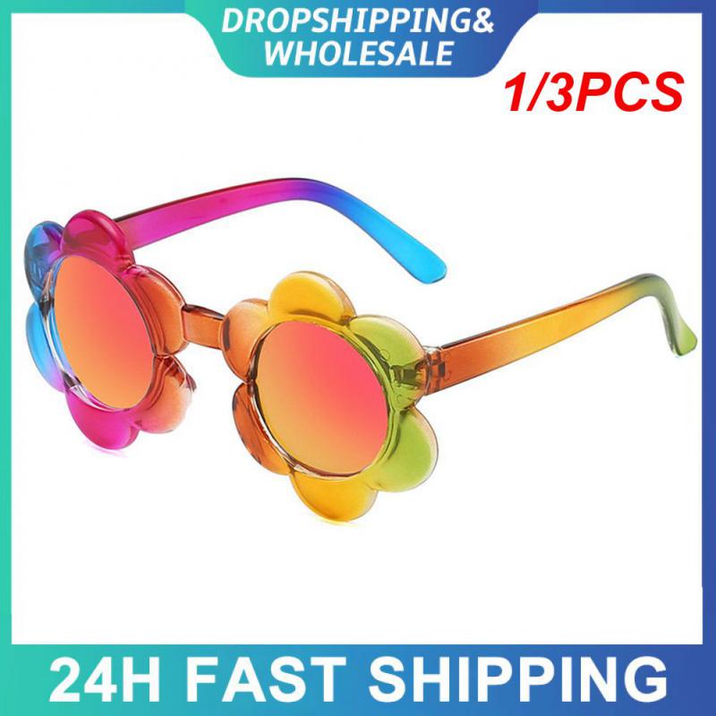 1/3PCS Cartoon Round Flower Sun Glasses Colorful Outdoor Sun Protection ...