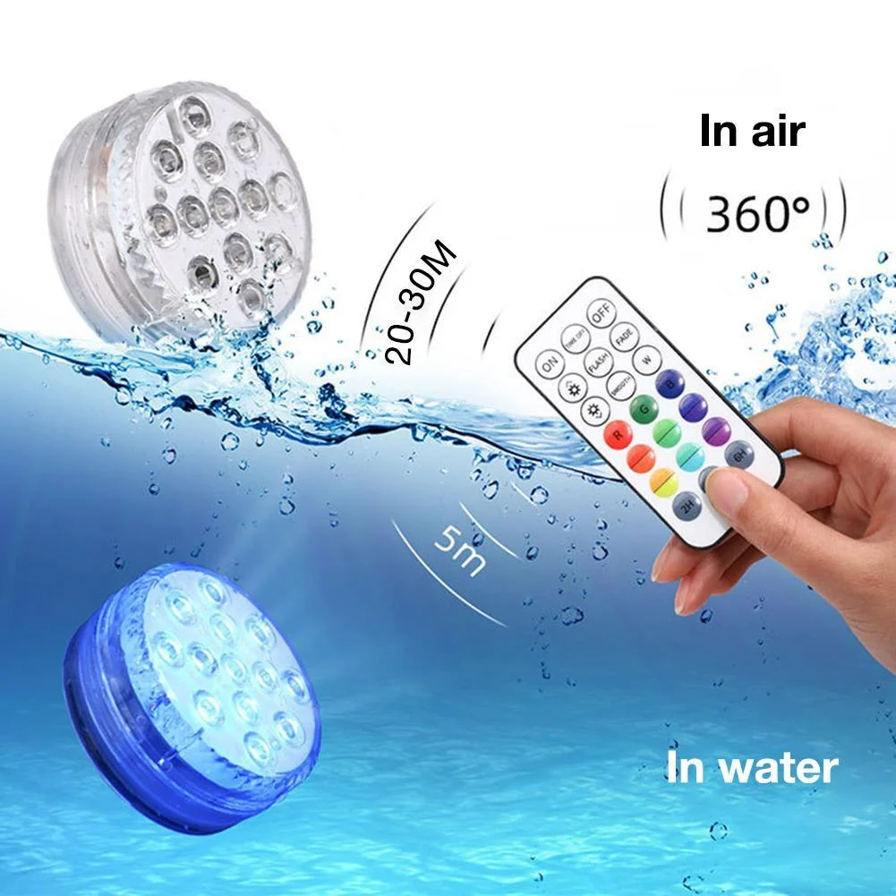 16 Color Underwater Light LED RGB Submersible Swimming Pool Lamp IP68 ...