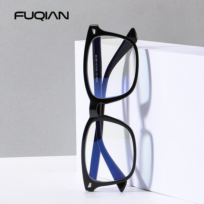 FUQIAN Blue Light Blocking Glasses Men Square Anti Blue Ray Glasses ...