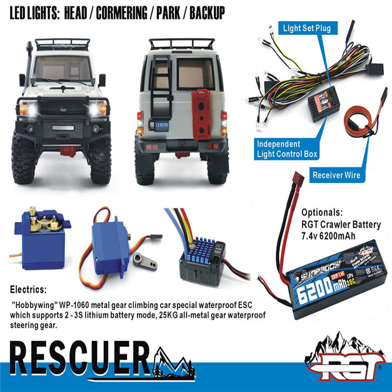 RGT EX86190 RESCUER 1/10 Realistic Crawler 4WD Real Hard-core R/C Off ...