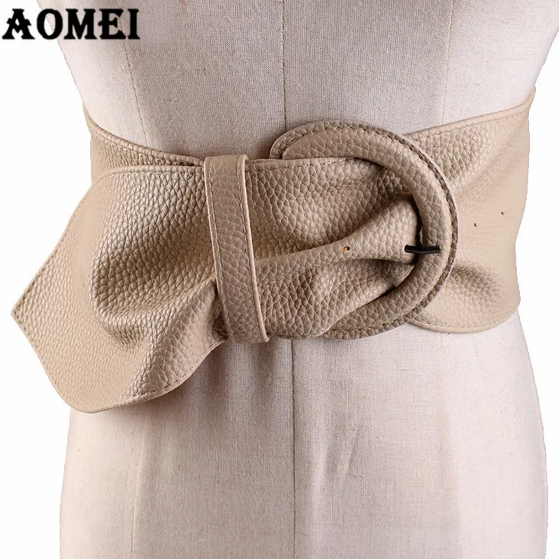 Woherb Women Fashion Wide Leather Belts for Dresses Blouse Buckle ...