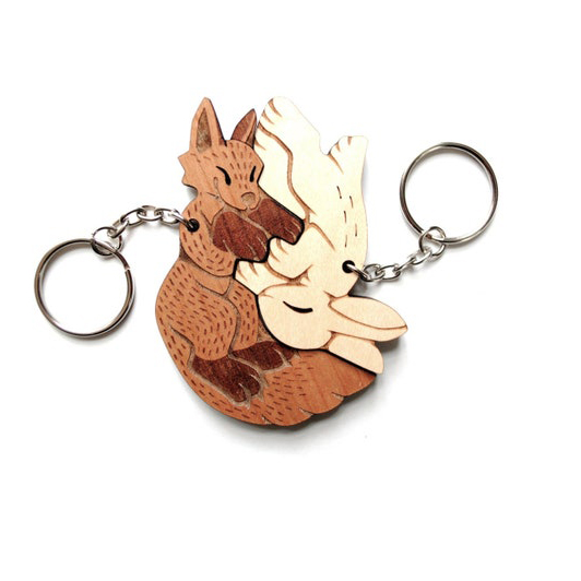 Interlocking Fox and Rabbit Couple Keychains – Valentine's Day Gifts ...