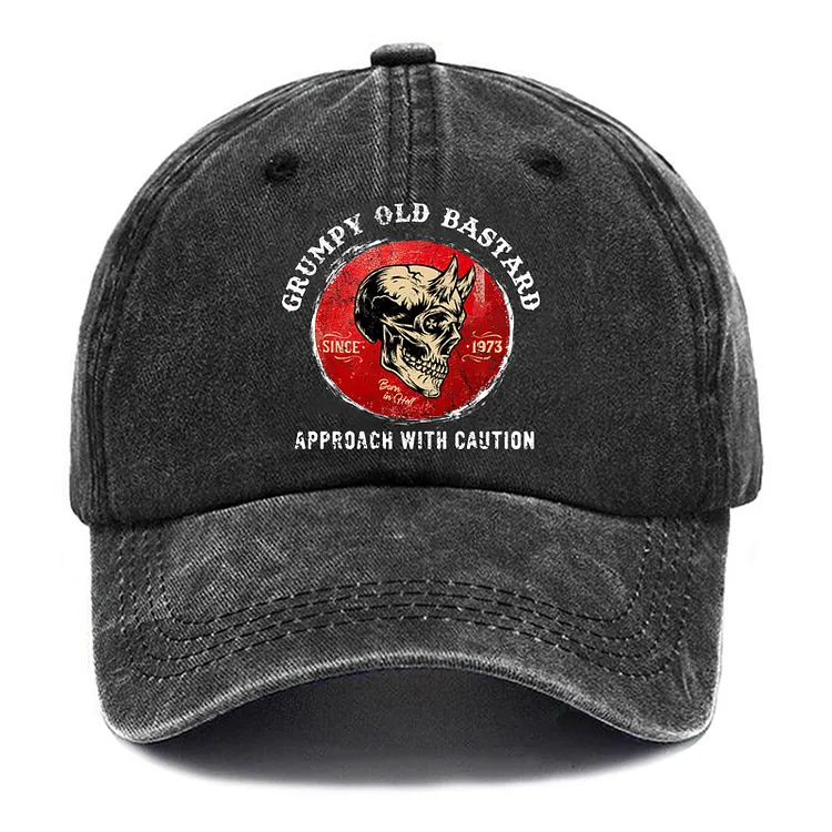 Grumpy Old Man Proceed With Caution Print Hats