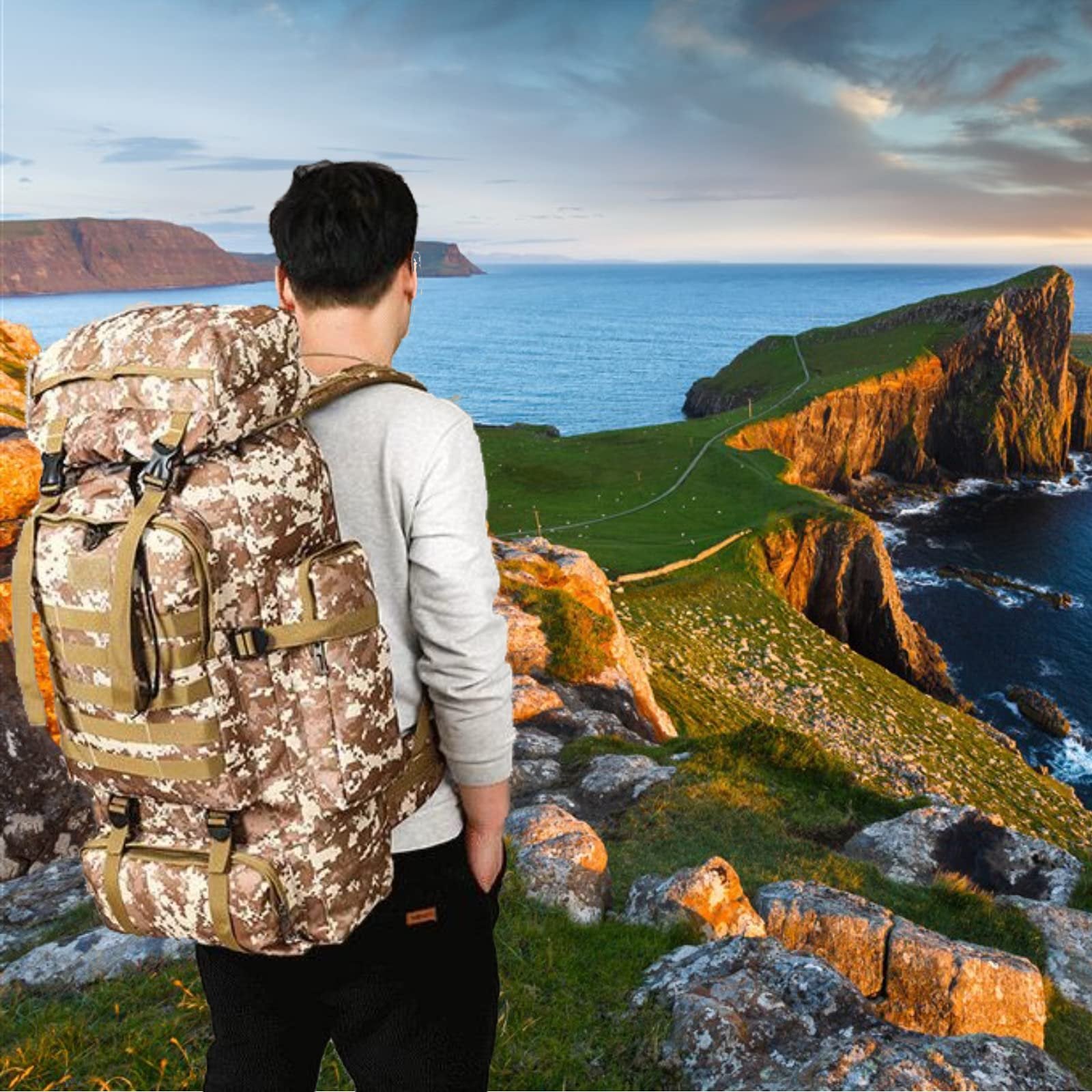 Prepper Bags, 80L Big Forest Bugout Bags, 600D Oxford Fabric Go Bag