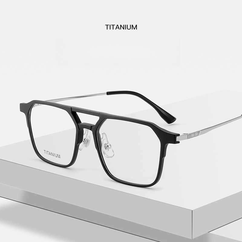 Pure Titanium Ultra-light Double Bridge Large Frame Men's Sunglasses ...