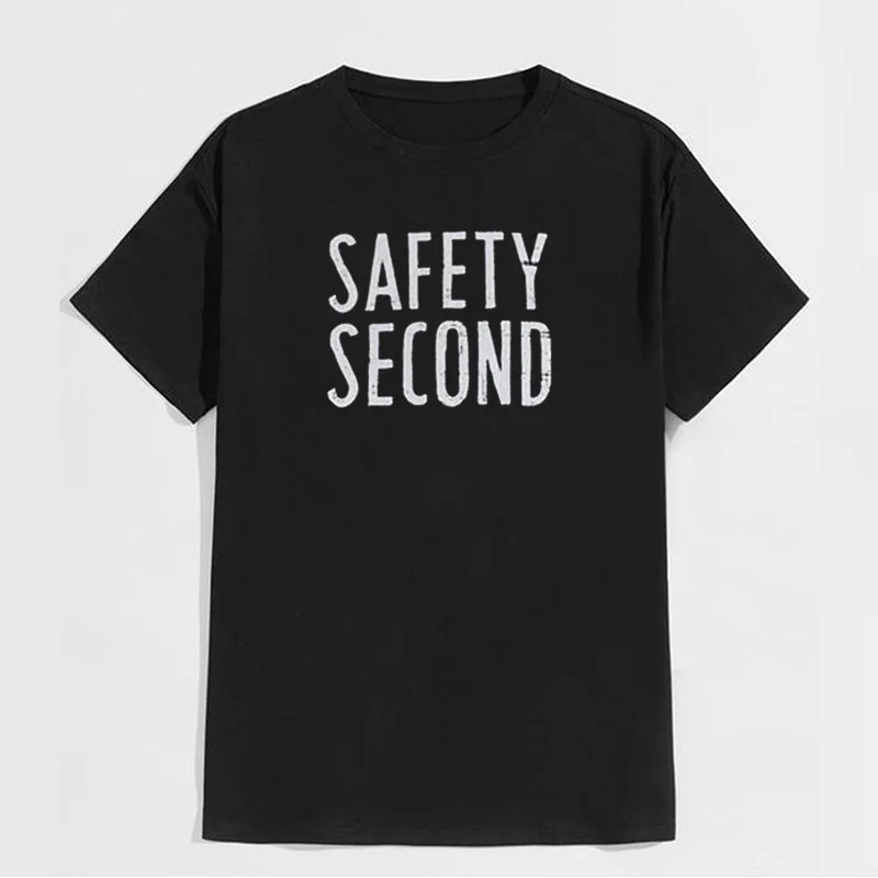 SAFETY SECOND Letter Monogram Black Print T-shirt