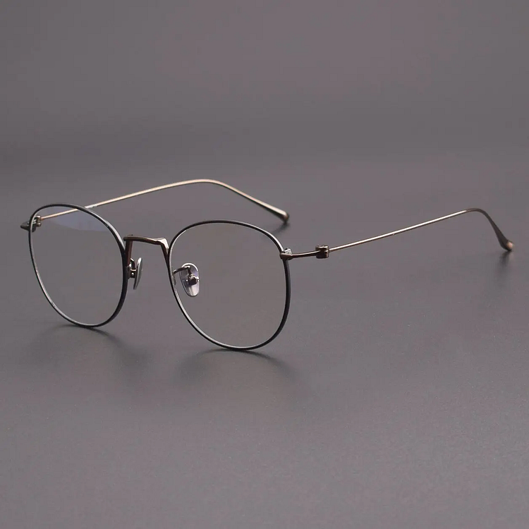 Ultra-light Pure Titanium Eyeglass Frame Round Lens Men's 80856 Dual ...