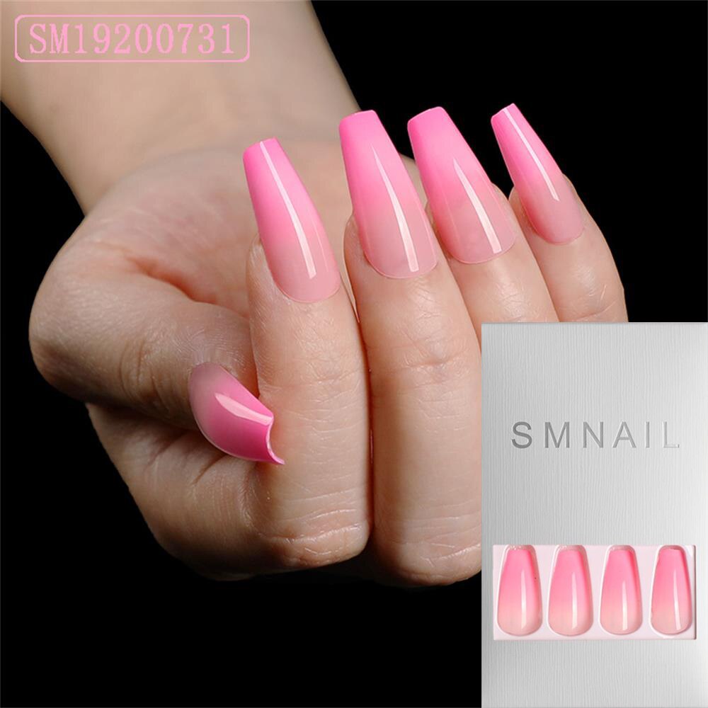 24 Pcs/Box Fake Nail with Design Fashion False Nail Tips French Full ...
