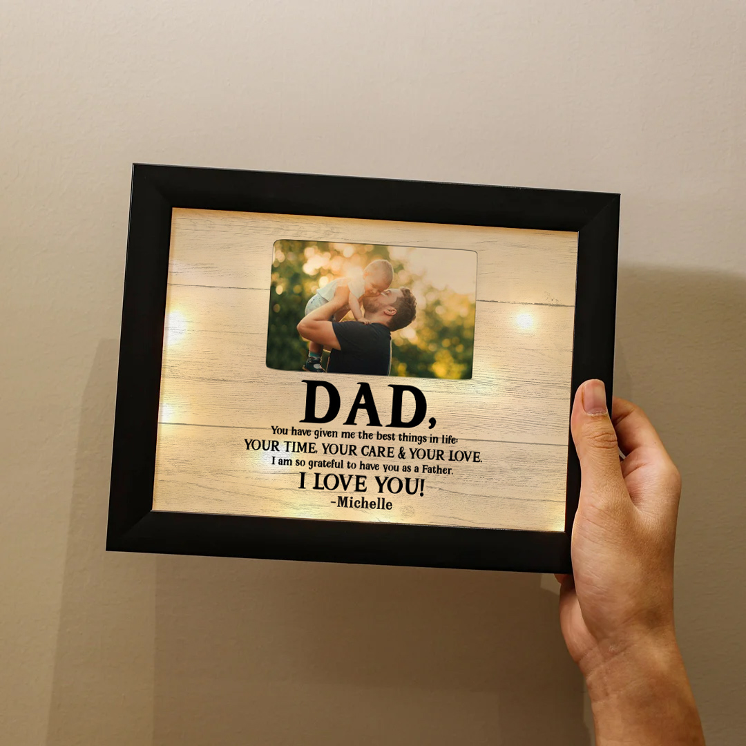 Personalized Father Photo Frames With Light Custom Photos Home Decor ...