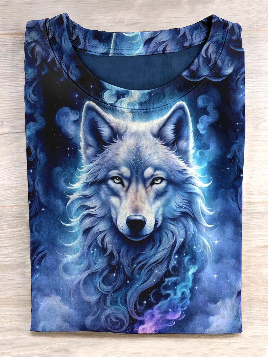 Unisex Wolf Abstract Print Design T-Shirt
