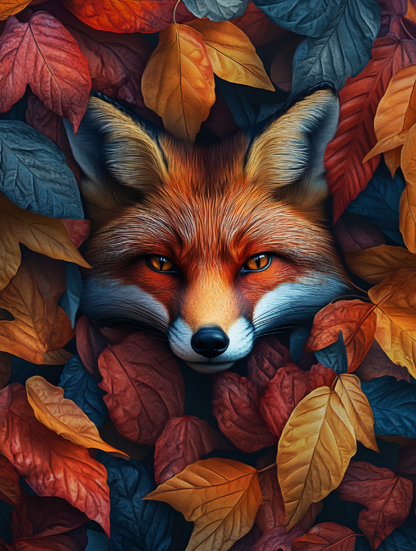 Leaf Fox (velvet cloth) full crystal round/square diamond painting