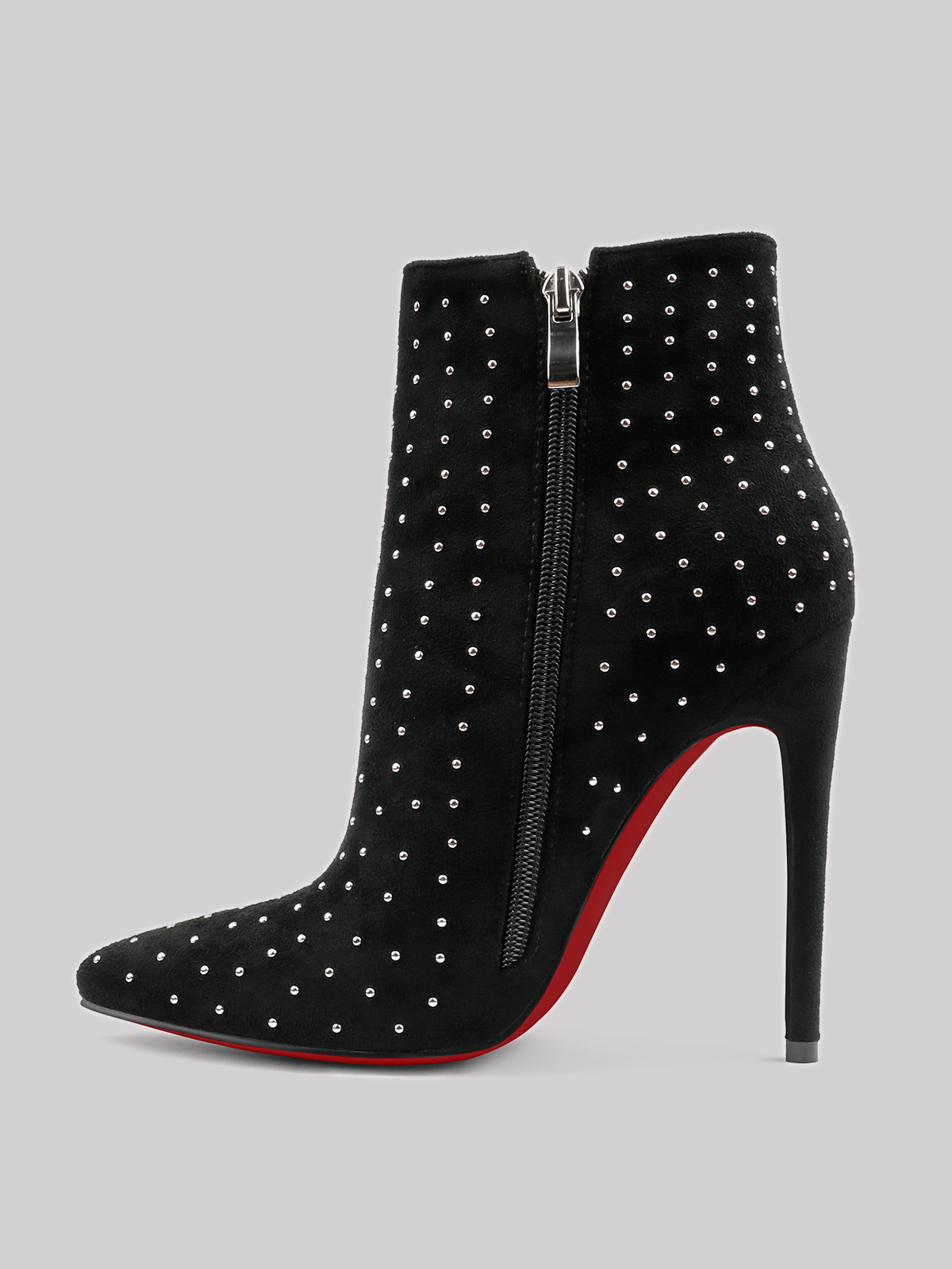 100mm Red Bottom Women's Closed Pointed Toe Heels Stilettos Ankle Boots