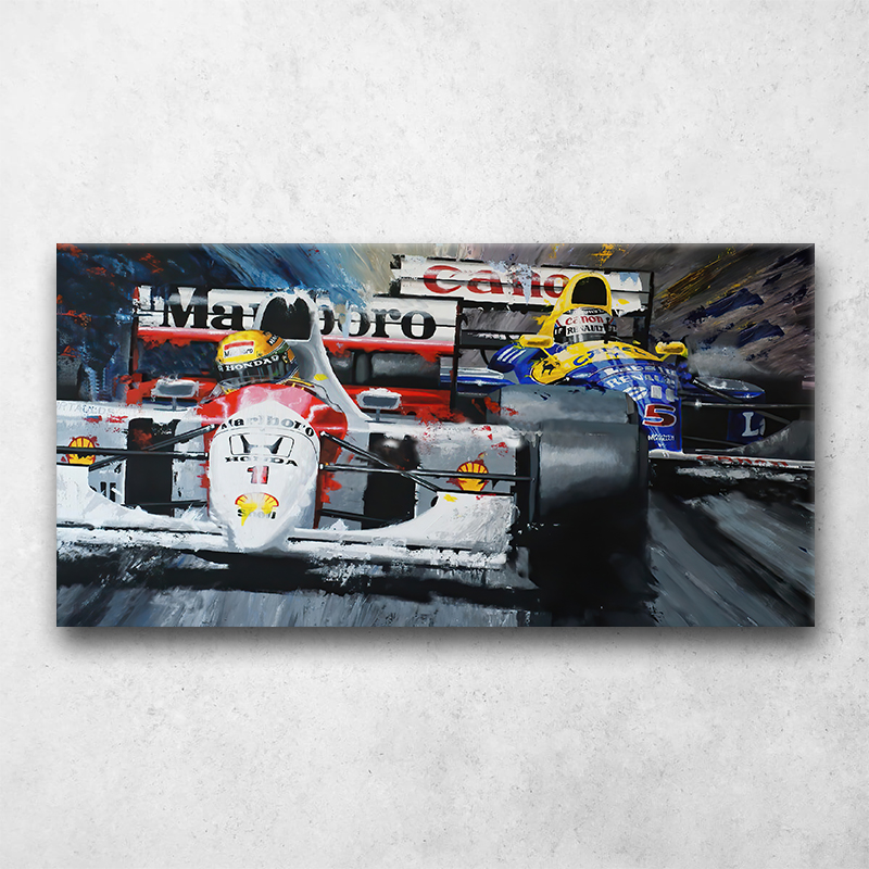 Ayrton Senna VS Nigel Mansell Formula 1 Canvas Painting Art