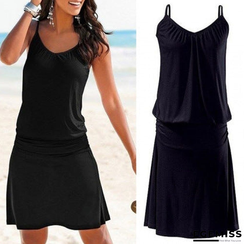 Wave Pattern Loose Dress Black Dresses - EGEMISS