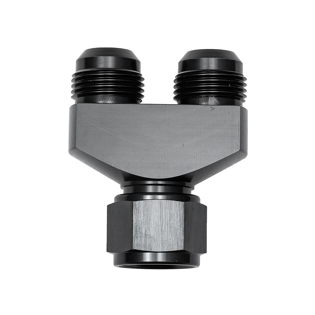 Alloyworks Y Block Adapter Fitting 12 AN Female To Parallel Exit Dual 12 AN Male