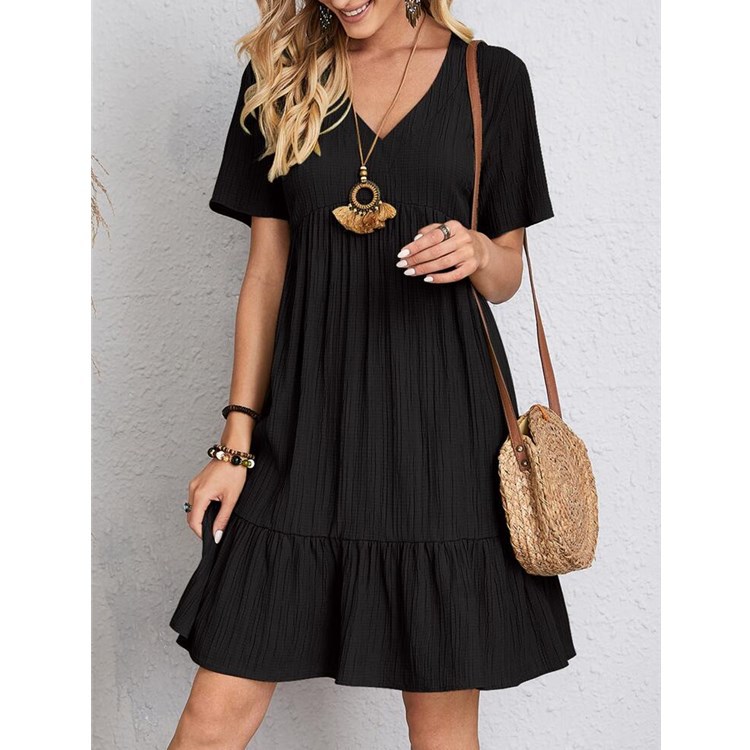 Short Sleeve Waist Dress For Women Over 50, 60, 70, 80 - VangoghDress ...