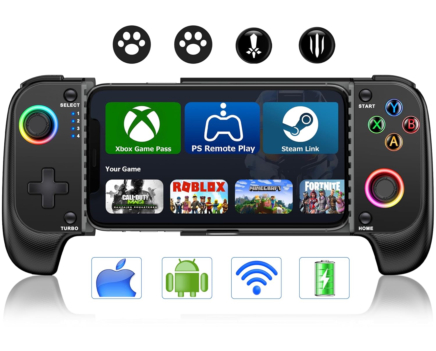 Wireless Phone Controller for iPhone/Android With Hall Joystick and RGB ...