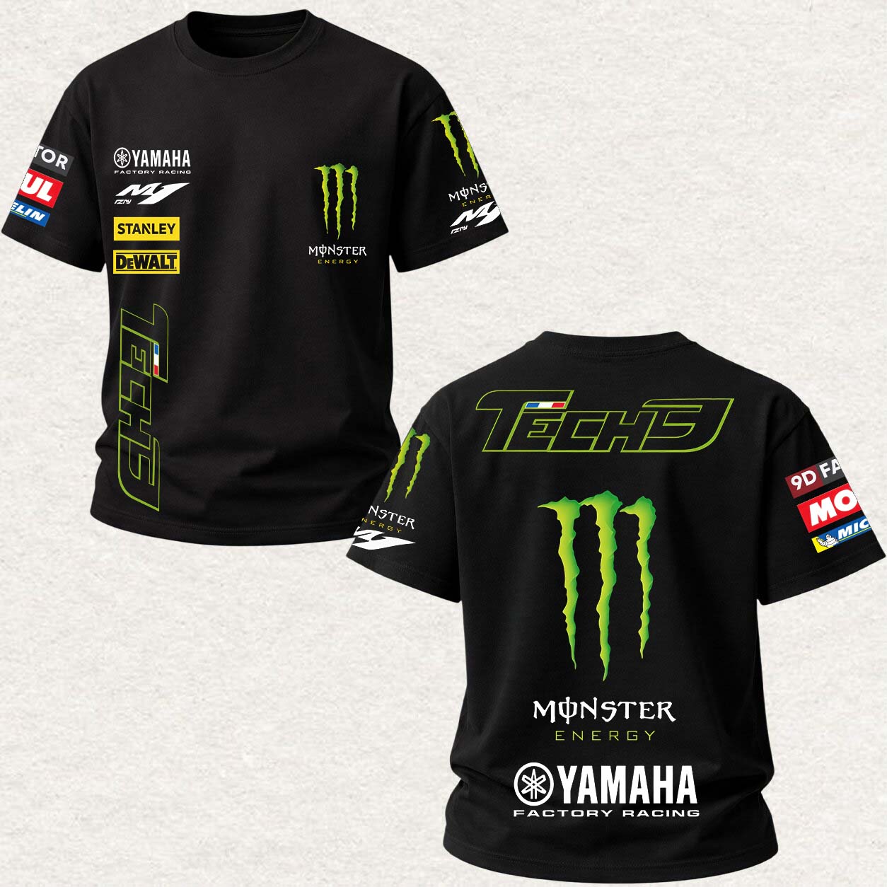 Yamaha Factory Racing Monster Energy Printed Unisex Oversized T-shirts