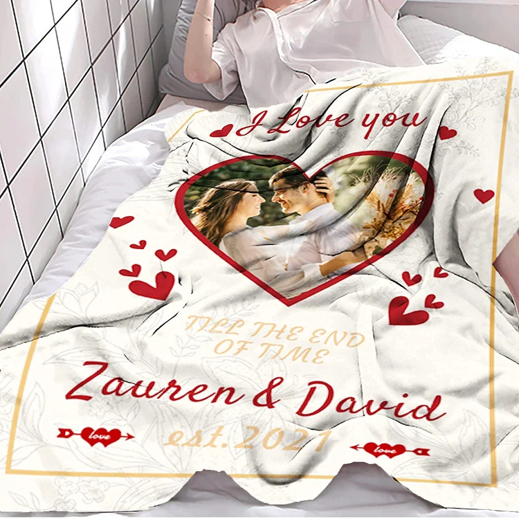 Couverture de Saint-Valentin 2 Prénoms Personnalisé avec date et photo