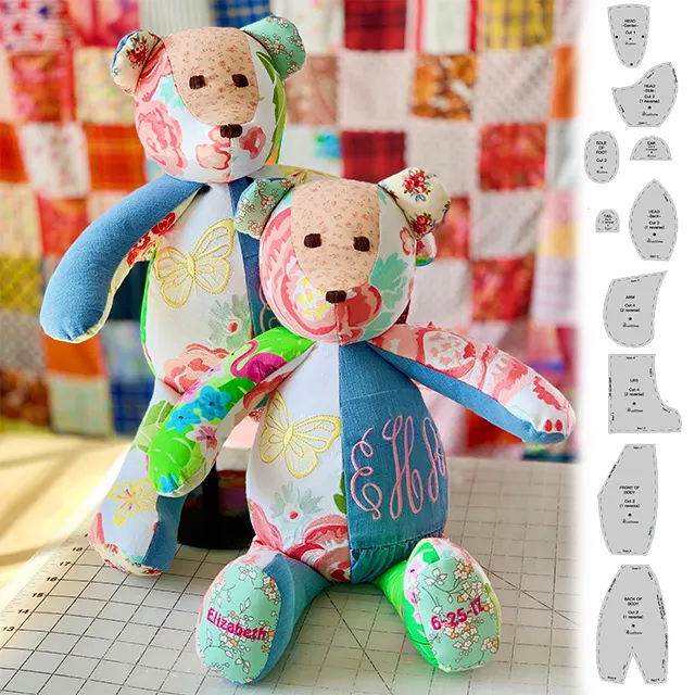 Memory Bear Template Set(9 PCS)-With Instructions