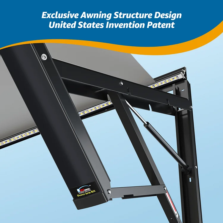 RVeaves Black Electric Power RV Awning Frame and Fabric Assemblies ...