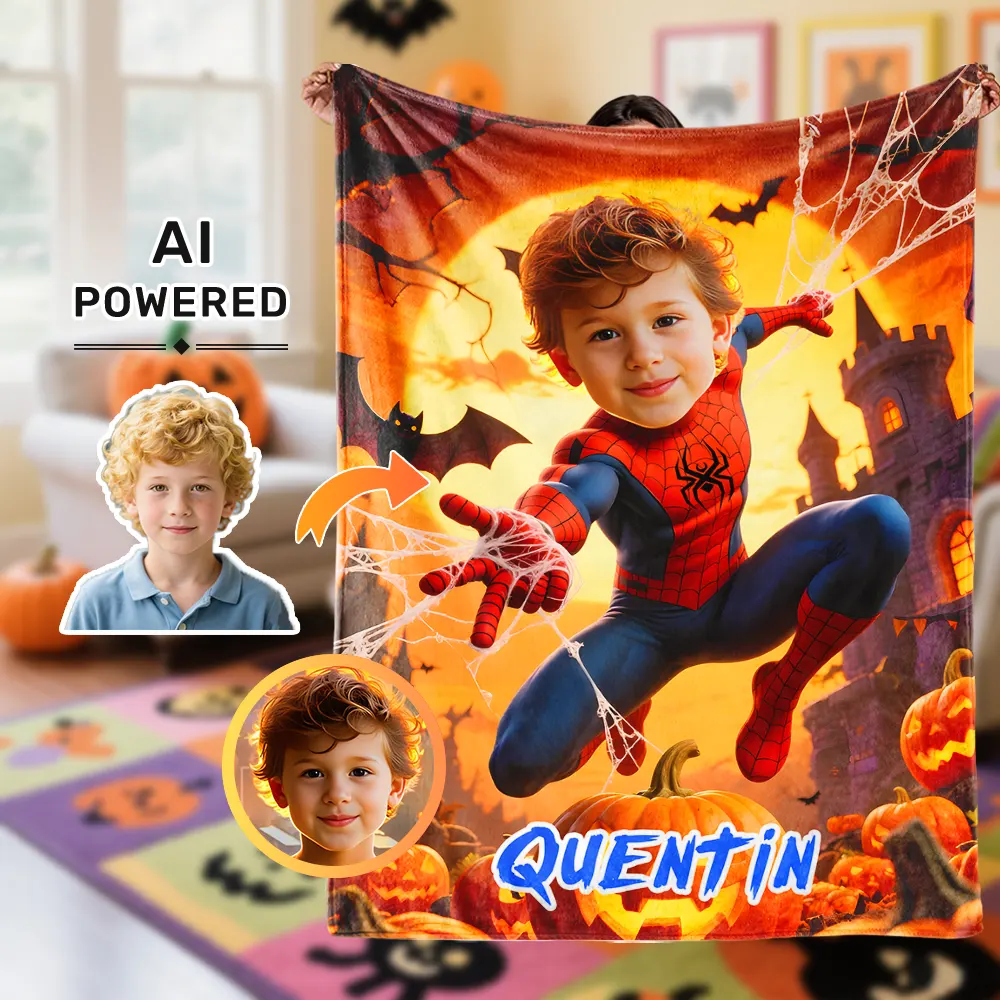 Custom Blanket Ai Powered Sunset Enchanted Castle Scary Pumpkin ...
