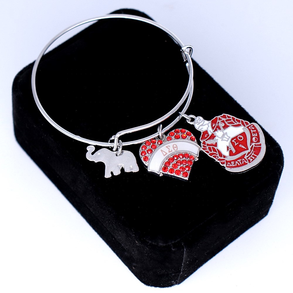 Custom Design Fashion Red Enamel Elephant Delta-Theta Pendant Bangles ...