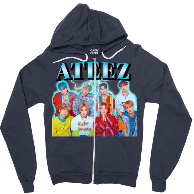 Ateez Cartoon Character Zip-Up Hoodie