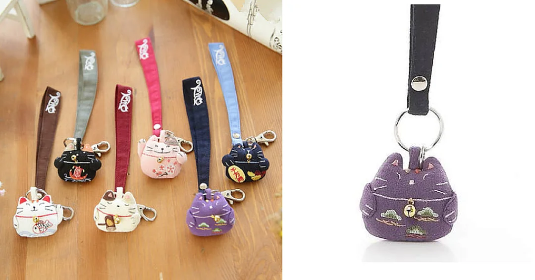 4 Colors Kawaii Lucky Cat Fabrics Key Ring/Key Chain SP165181