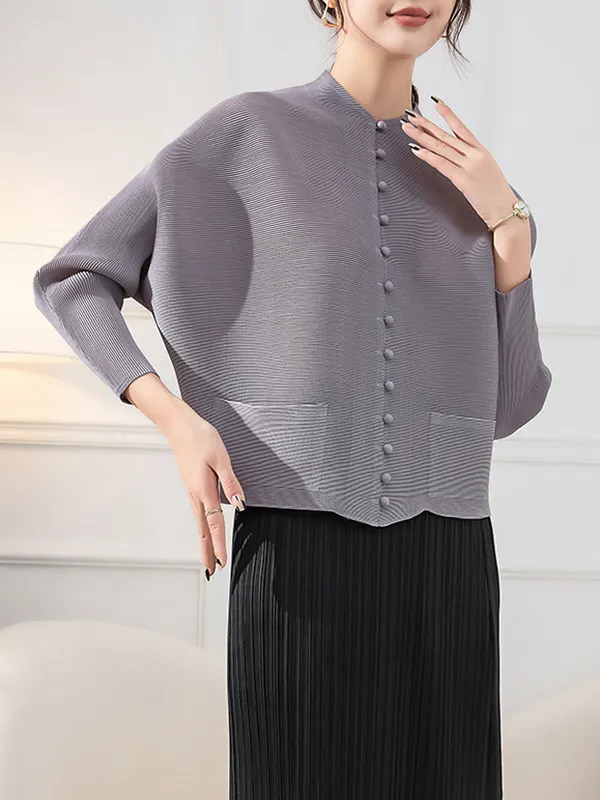 Chic Pleated Pocket Outerwear