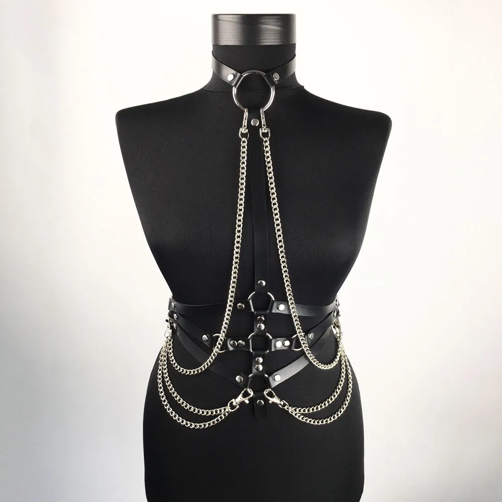 Woherb New Arrival Goth Punk Pentagram Body Sexy Chain Harness Woman ...