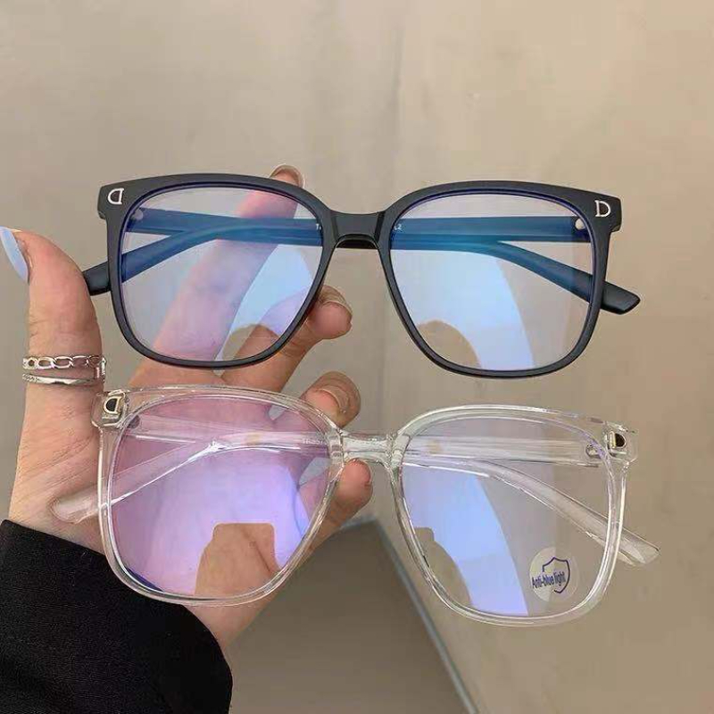 Luxury Square Myopia Eyeglasses Men Women Large Clear Lens Anti-blue ...