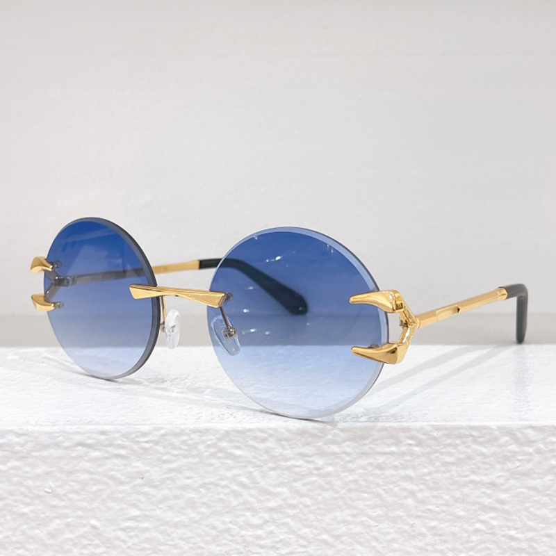 SRC006 Round Rimless Sunglasses Ladies Big Circle Uv400 Metal Light ...