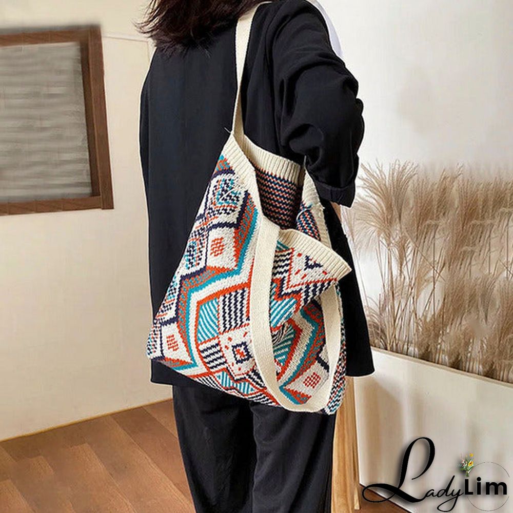 Casual Geometric Knit Bag - Ladylim
