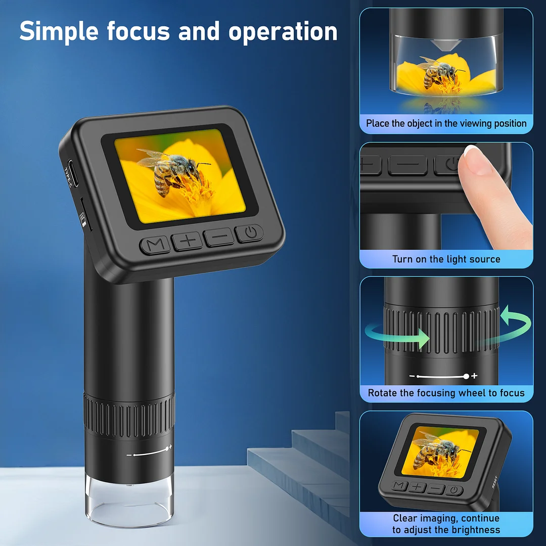 1000X Portable Screen Microscope for Kids and Adults, 32G Memory Card ...
