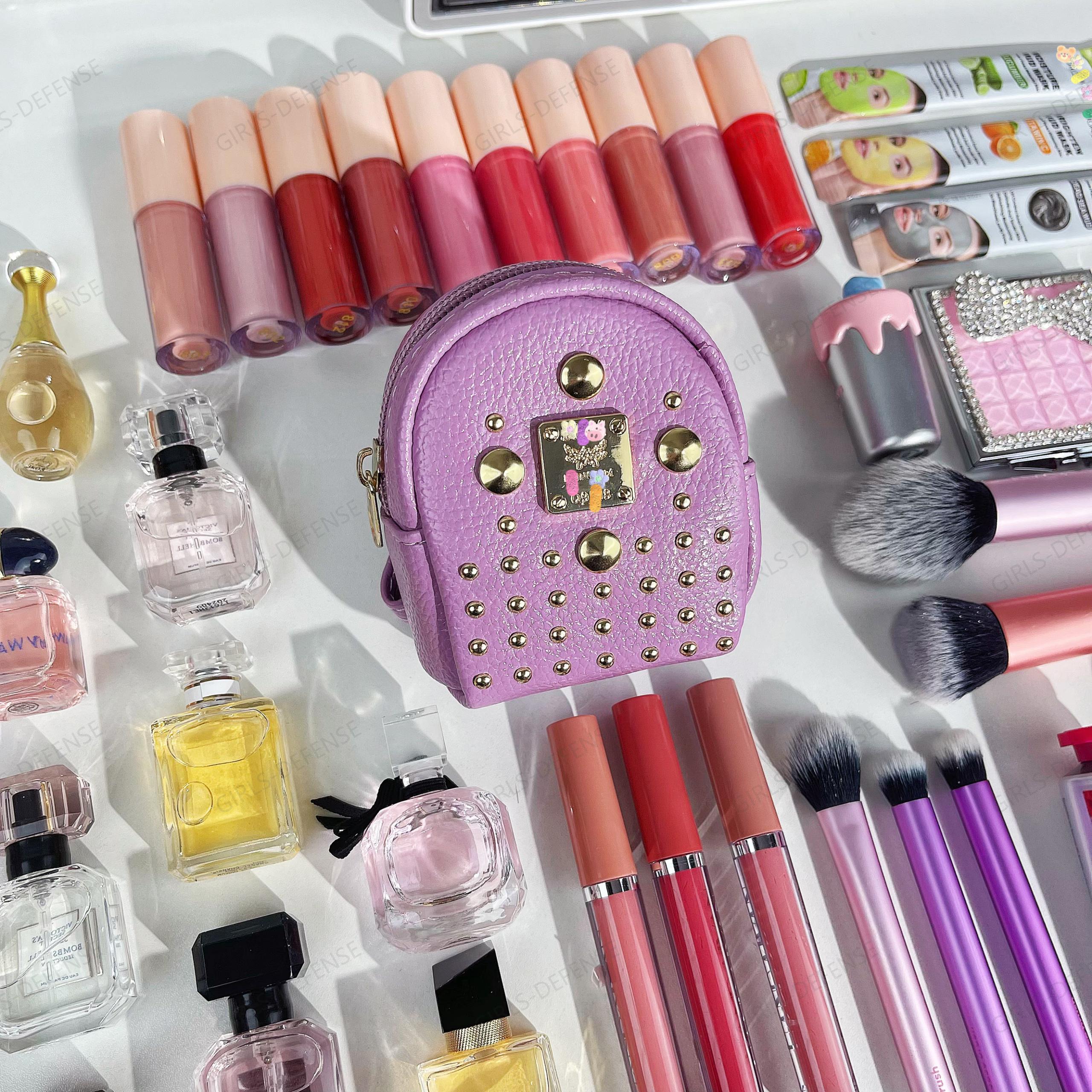 (PURPLE) Mini designer bag and Beauty 62-IN-1 Set