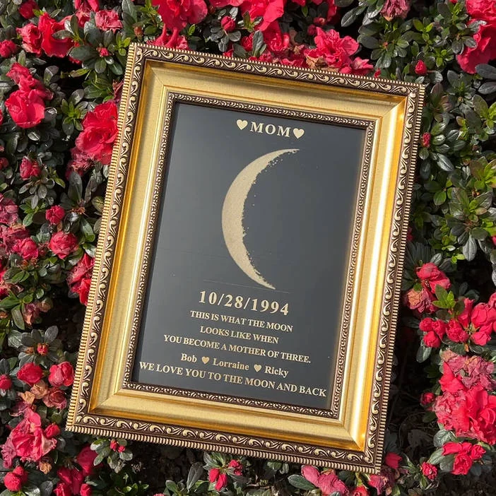 Custom Moon Phase Frame With Your Text, Custom Birth Date Art Frame ...