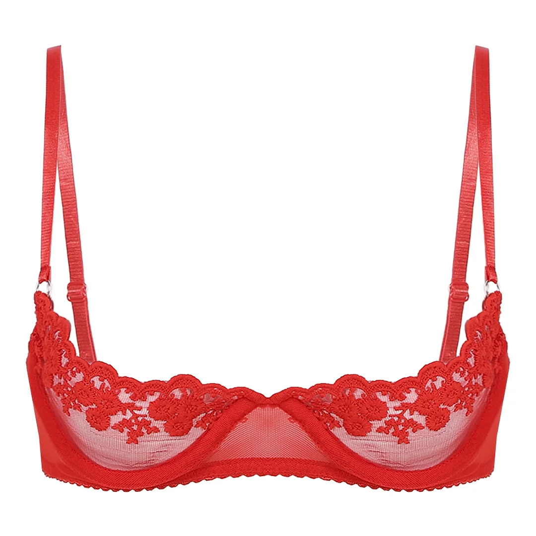 Billionm Womens Lingerie Open Chest Bras 1/2 Cup Push Up Underwire Lace ...