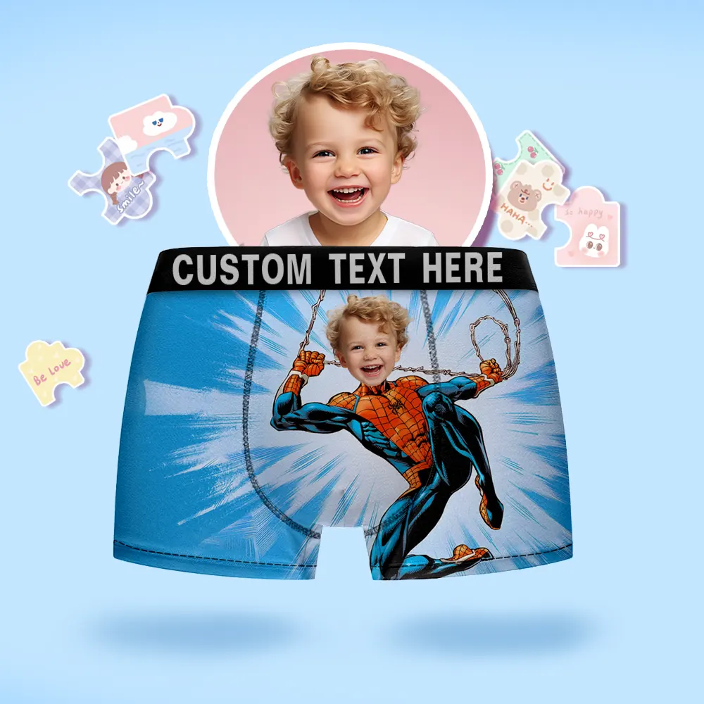 Custom Face Boy's Boxer Spiderman Superhero Underwear, Birthday Gifts ...
