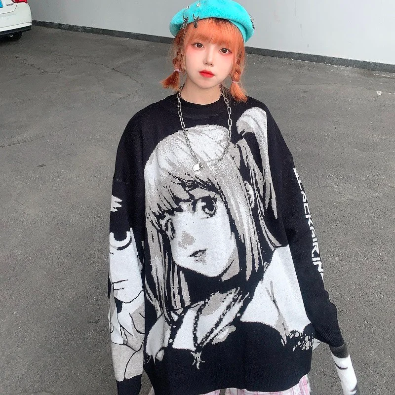 Churchf Death Note Knitted Sweater Amane Misa Oversized Jumpers ...