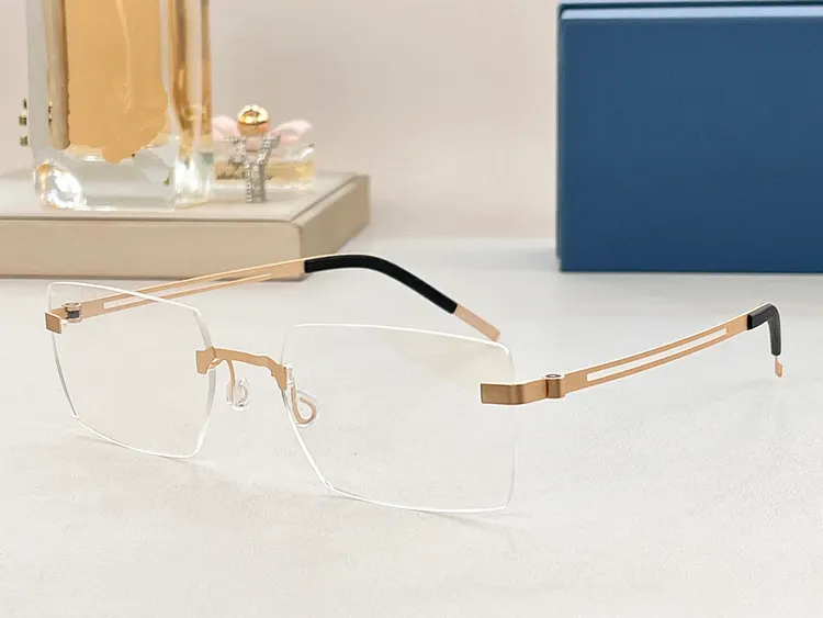 Rimless Glasses Frame Square Screwless Titanium Ultralight Men Business ...