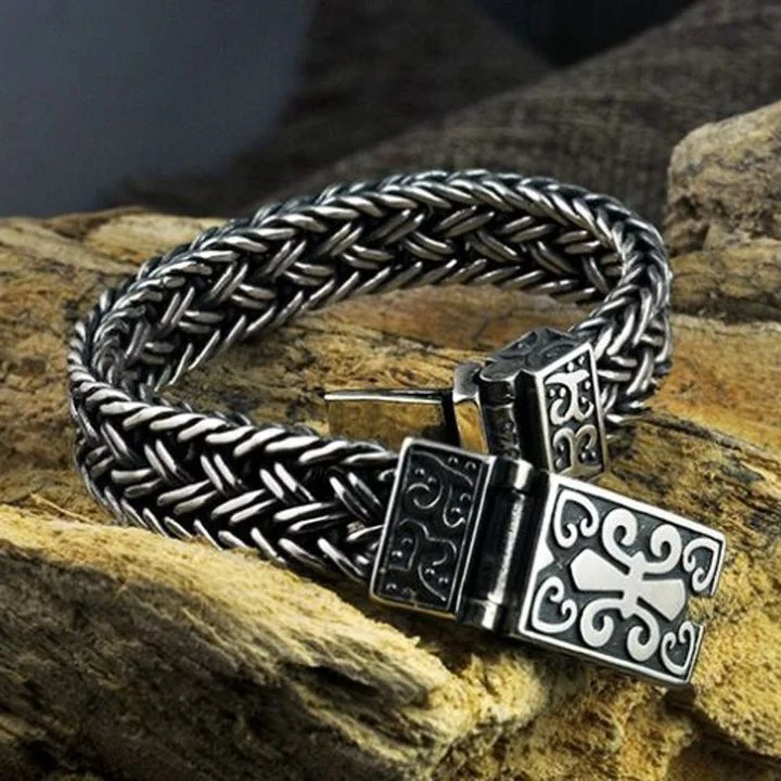 S925 Pure Silver Bracelet for Man Personality Woven