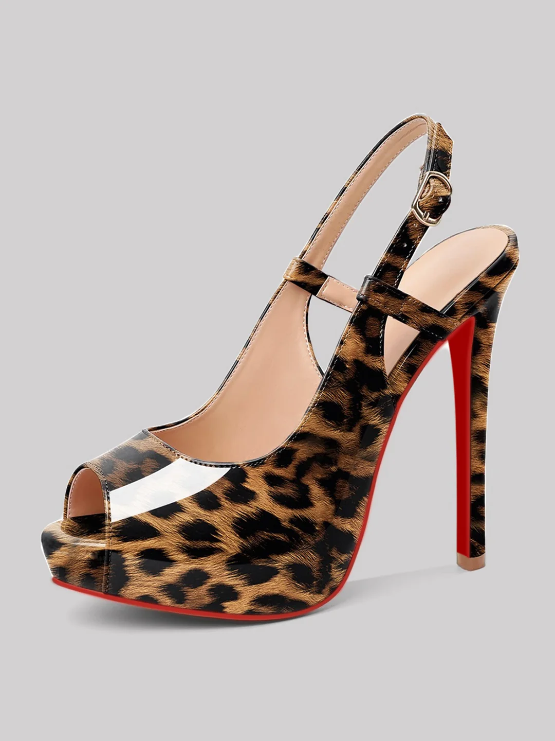 120mm Women's Slingback Sandals Peep Toe Platform Heels Ankle Buckle ...