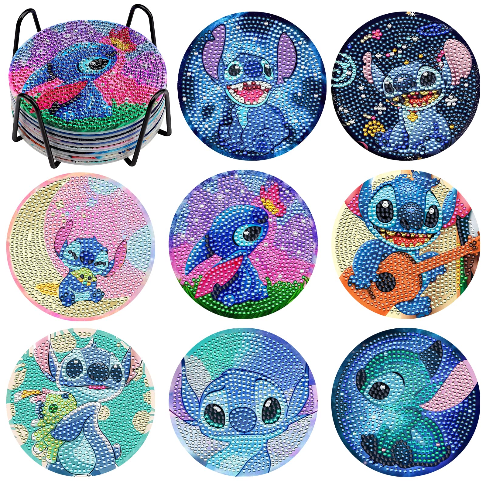 8 pcs set DIY Diamond Painting Coaster | Cartoon