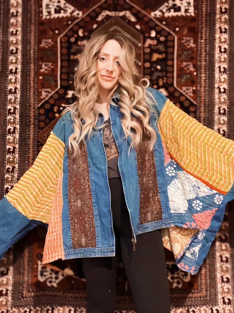 Kantha + Denim Shacket - Free Size